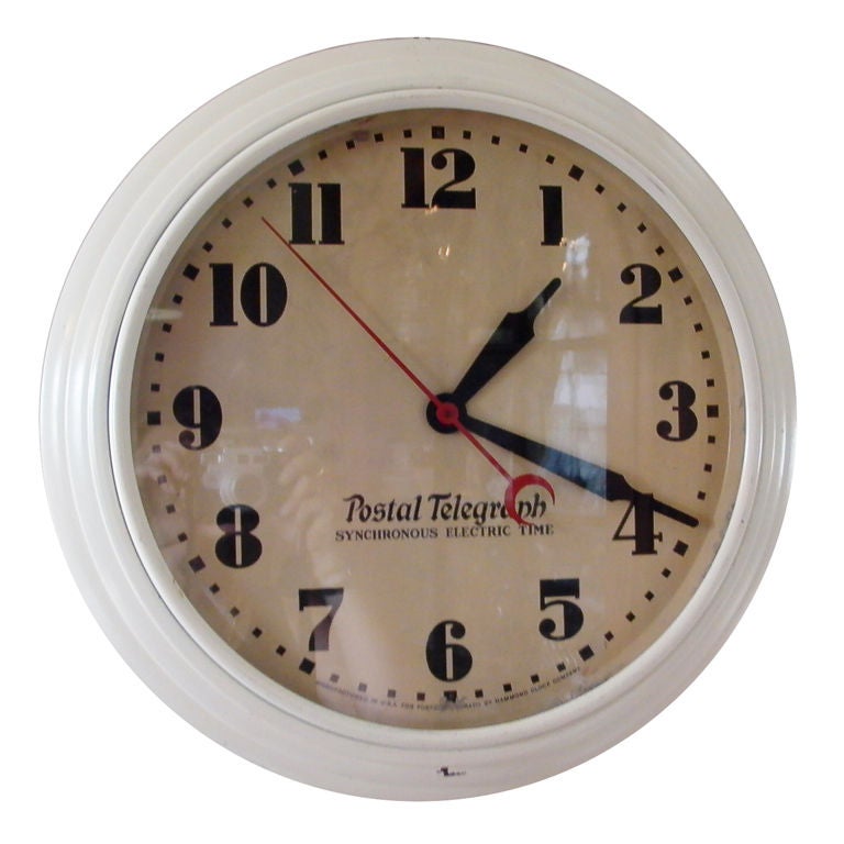 Postal Telegraph Electric Wall Clock at 1stDibs