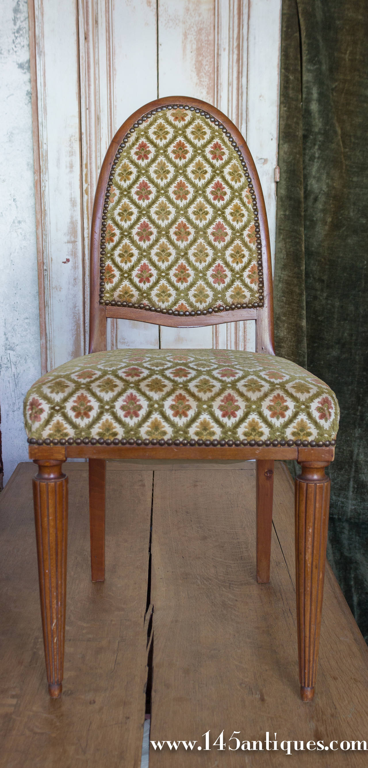Pair of French Art Deco Side Chairs with Fluted Legs For Sale at 1stdibs