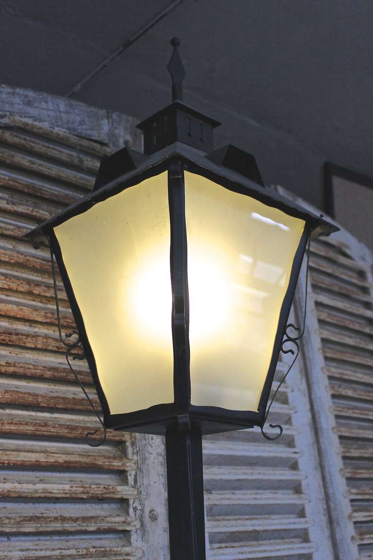 French Garden Street Lamp with Frosted Glass For Sale at 1stDibs