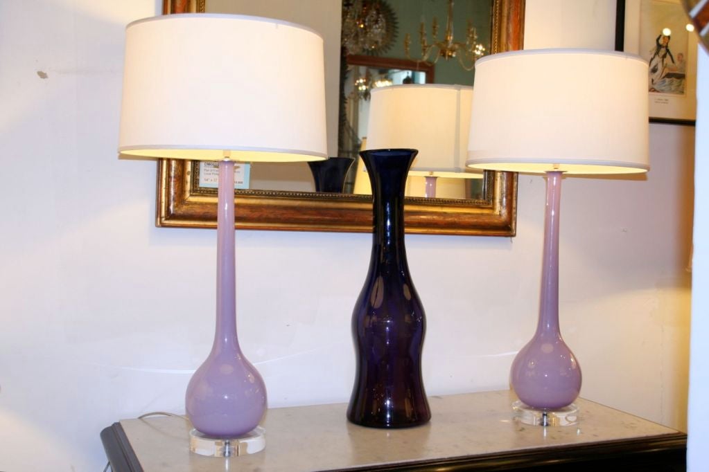 Pair of Lilac Ball and Stem Lamps at 1stDibs