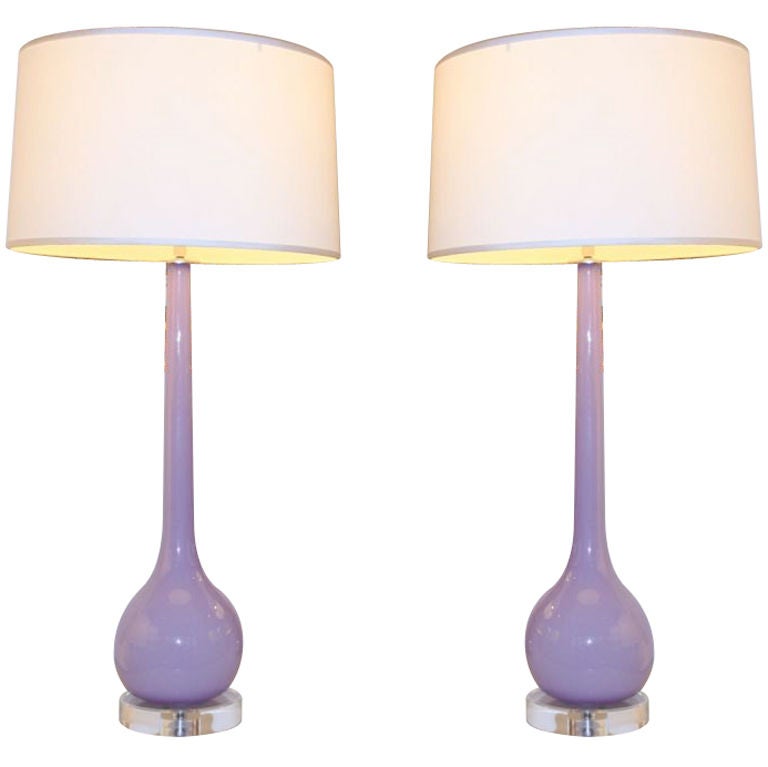 Pair of Lilac Ball and Stem Lamps at 1stDibs