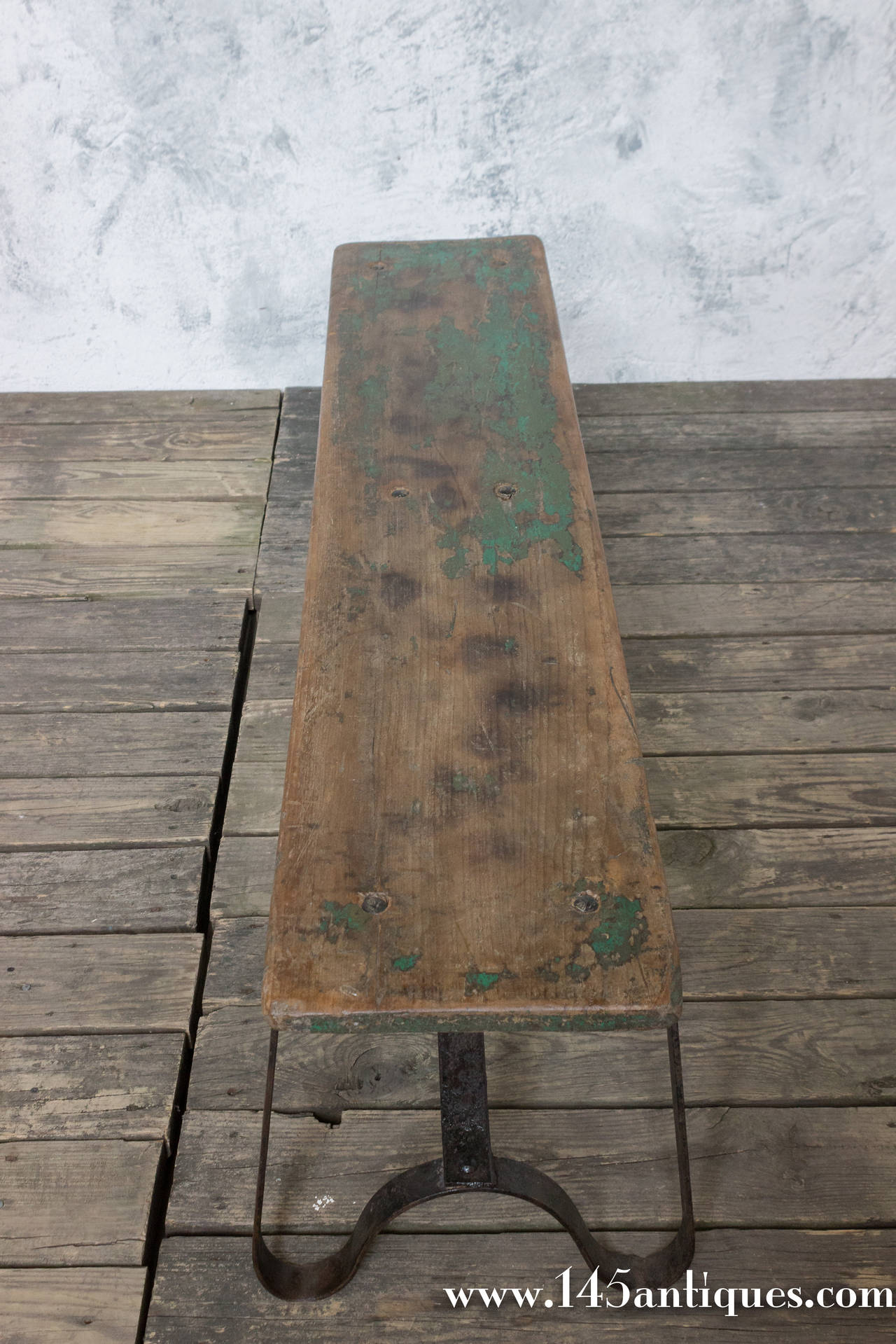 Small Iron and Wood Bench at 1stDibs