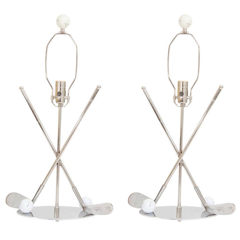 Pair of Golf Motif Table Lamps at 1stDibs
