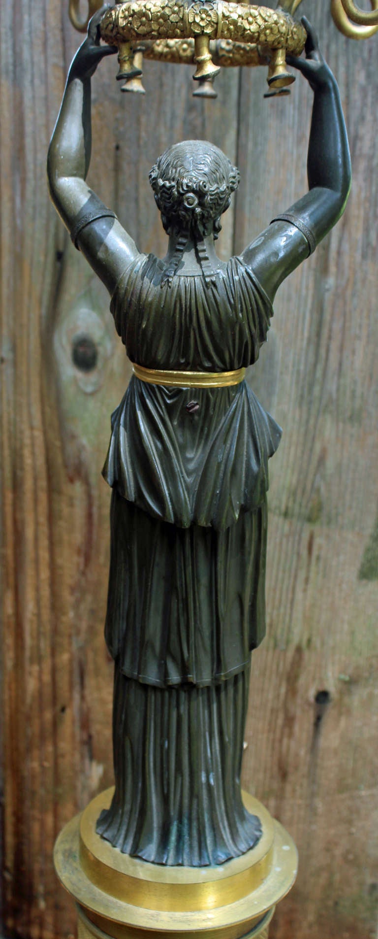 Empire Bronze and Gilded Goddess Statue/Candelabra Finely Detailed at ...
