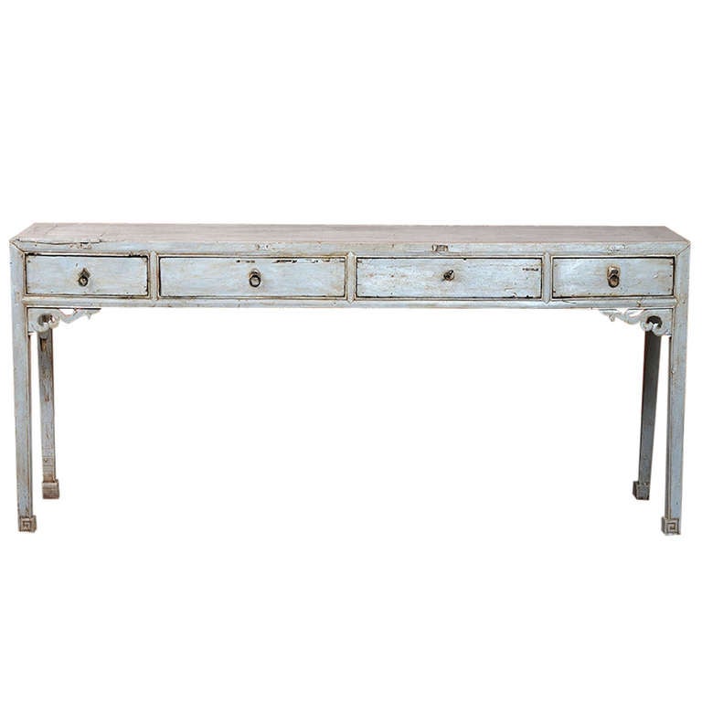 Antique Asian Long Elm Wood Console at 1stDibs