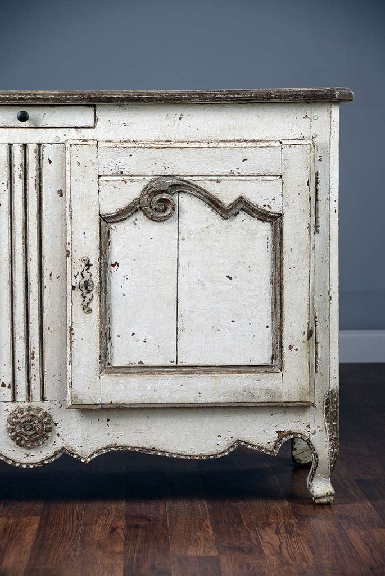 Antique White Painted French Buffet For Sale at 1stDibs