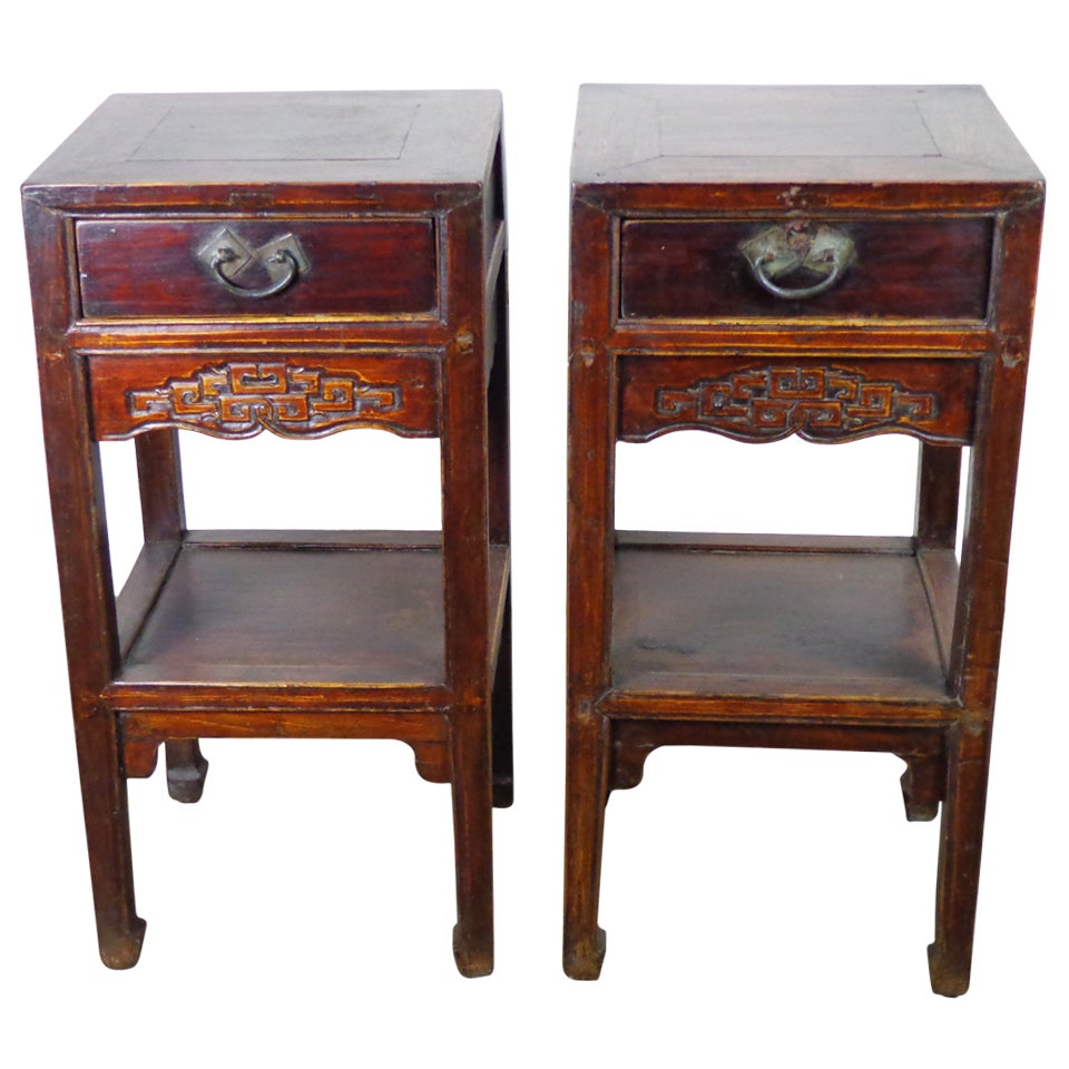 Pair Of Antique Chinese Elm Tea Stands For Sale at 1stDibs