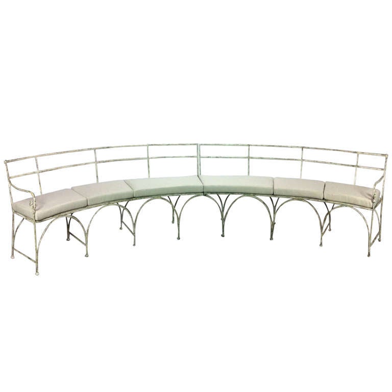 Two Piece Curved French Antique Metal Bench at 1stDibs