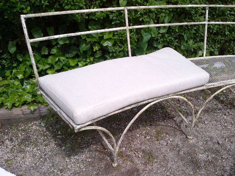 Two Piece Curved French Antique Metal Bench at 1stDibs