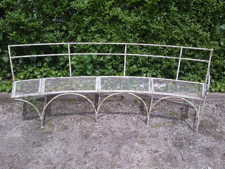 Two Piece Curved French Antique Metal Bench at 1stDibs