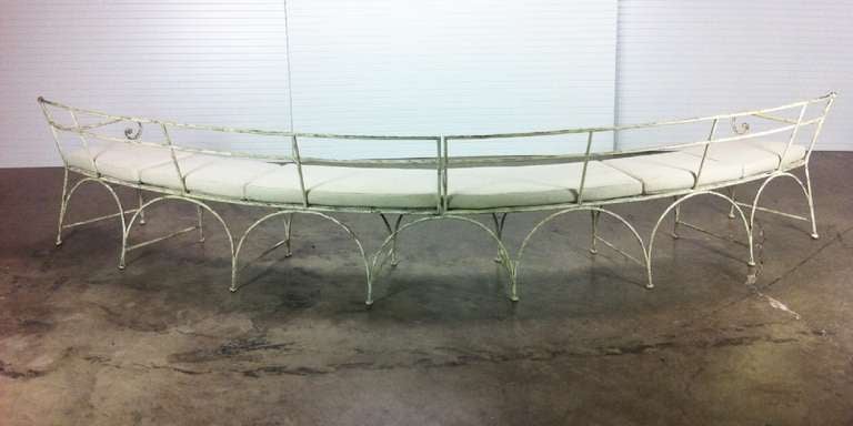 Two Piece Curved French Antique Metal Bench at 1stDibs