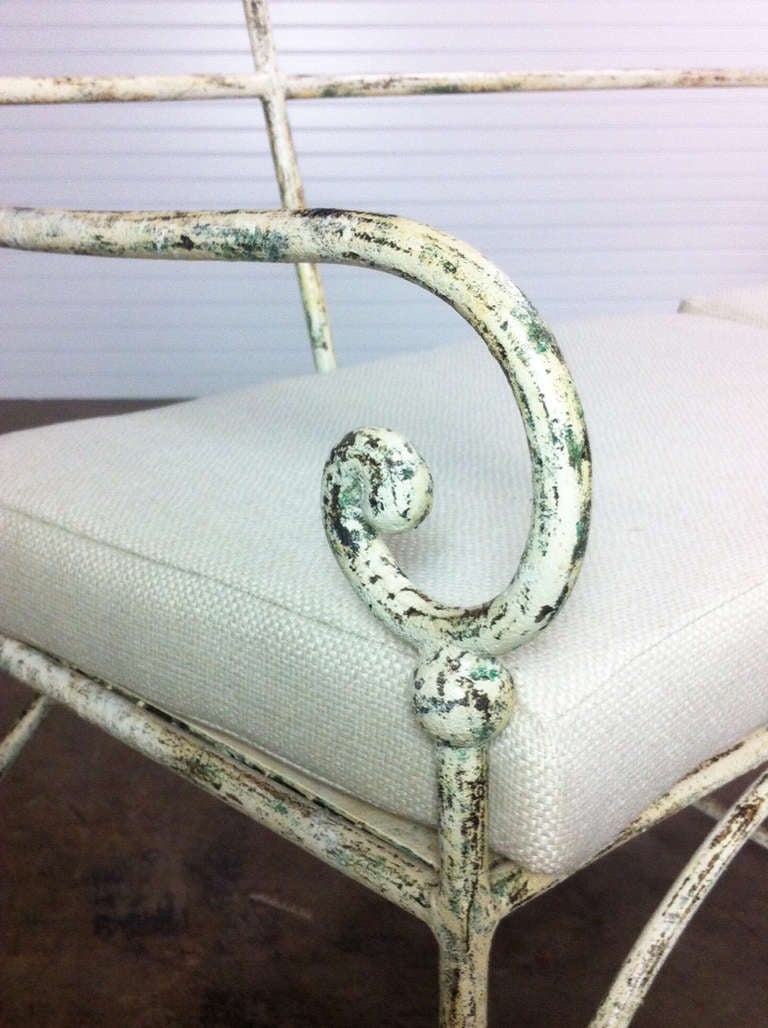 Two Piece Curved French Antique Metal Bench at 1stDibs