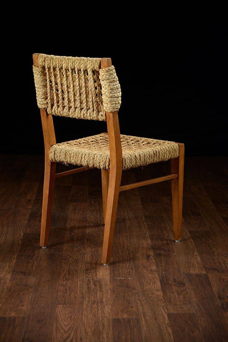Set of Four Vintage Woven Rope Dining Chairs at 1stDibs