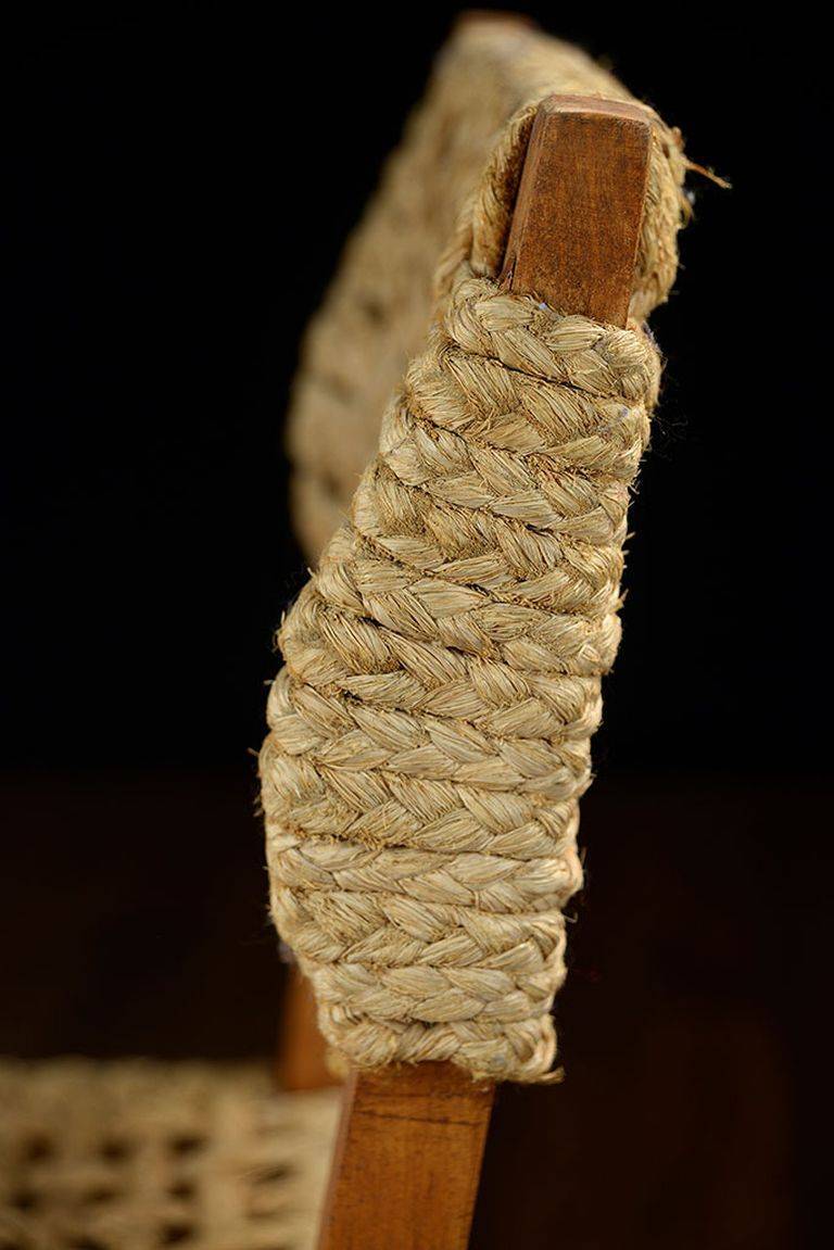 Set of Four Vintage Woven Rope Dining Chairs at 1stDibs