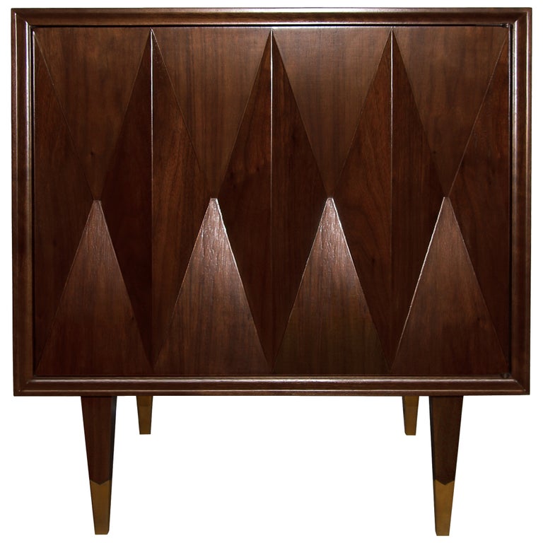Faceted Walnut Side Table For Sale at 1stDibs