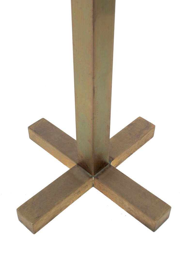 Pair of Occasional Tables with Bronze Bases and Thick Glass Tops at 1stDibs