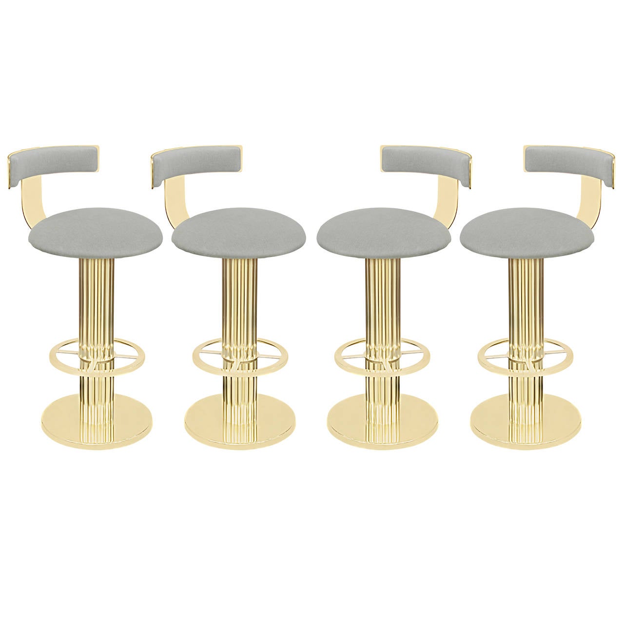 Set of Four "Excalibur Bar Stools" in Channeled Brass by Design For ...