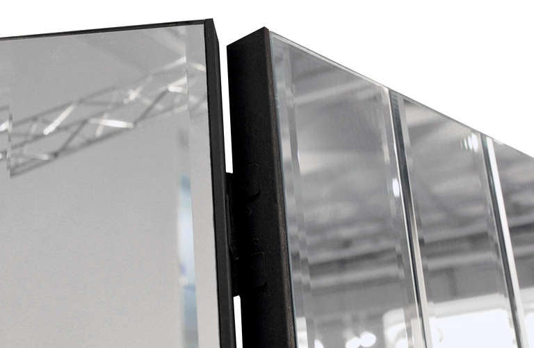 3 Panel Beveled Mirror Screen at 1stDibs