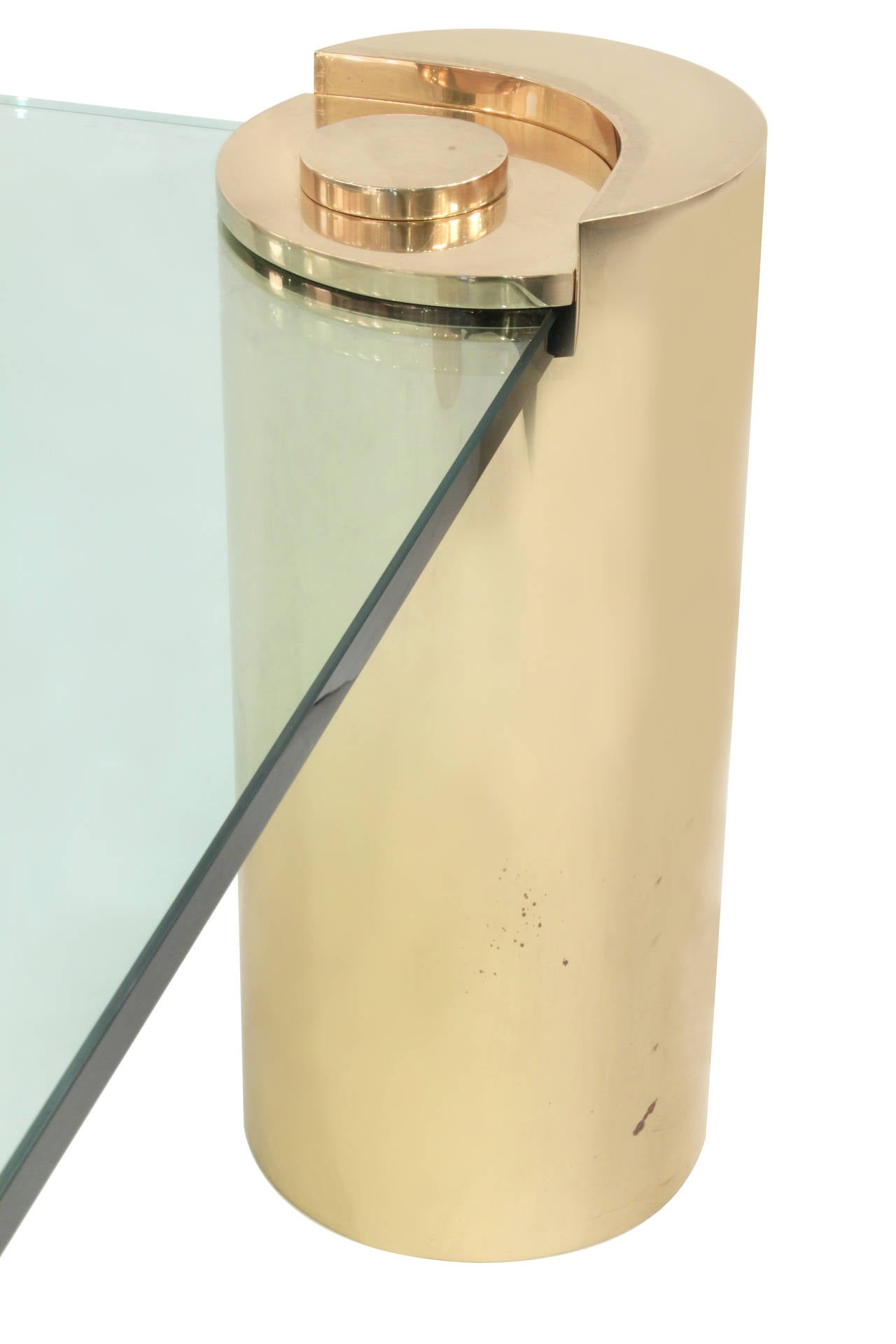 "Coffee Table with Sculpture Leg" in Brass by Karl Springer at 1stDibs ...