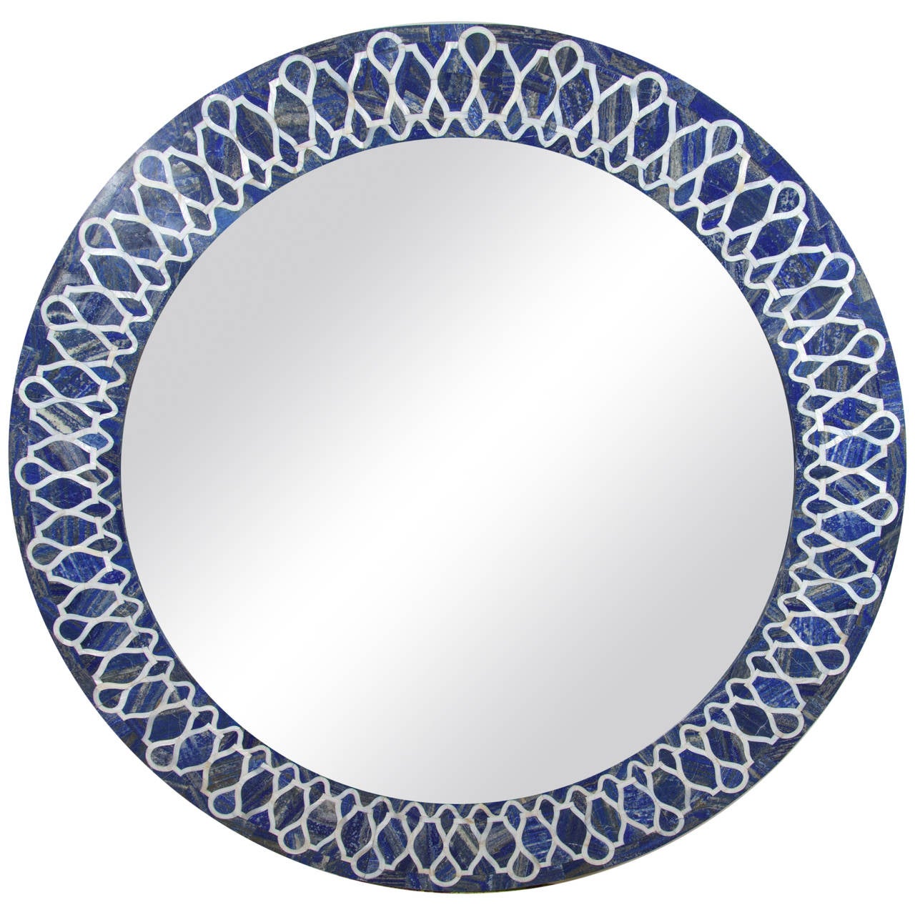 Indian Lapis and Mother-of-pearl Inlay Mirror at 1stDibs