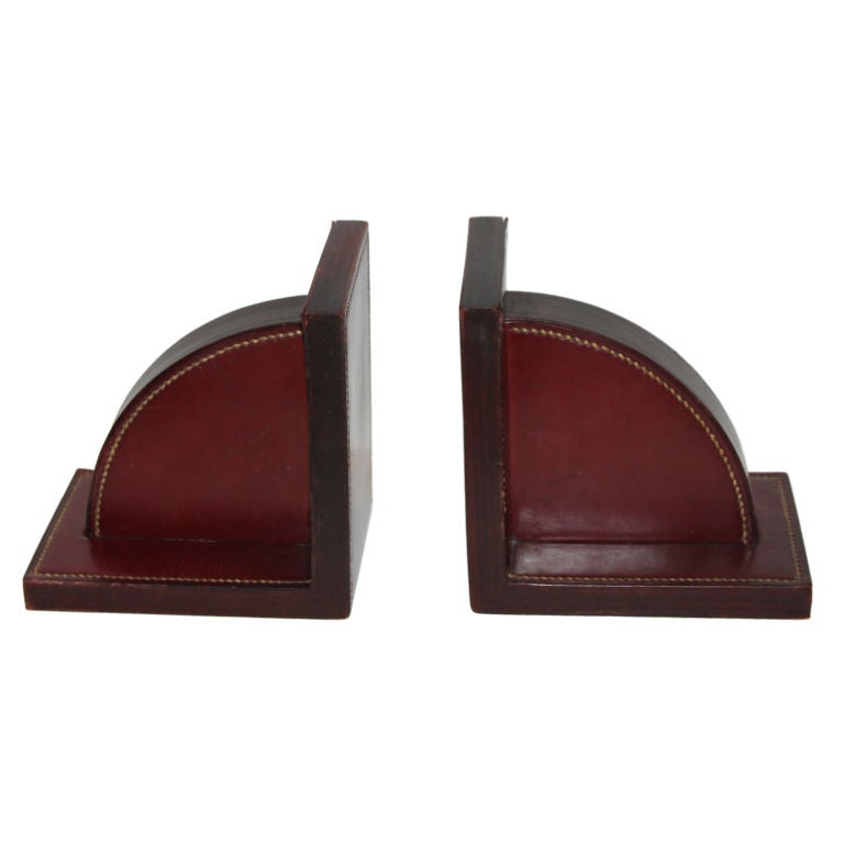 A Dupre-Lafon Pair of Hermes Stacked Leather Bookends at 1stDibs