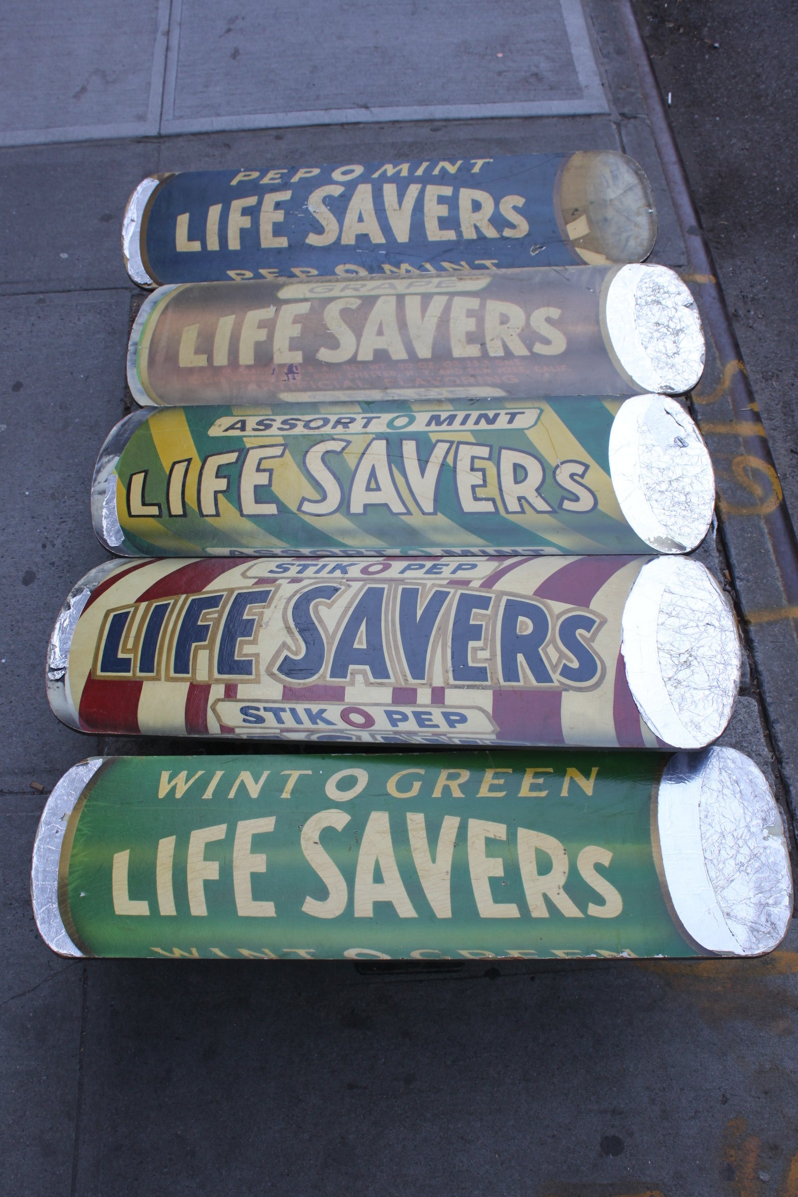 Fantastic Set of 5 Giant Figural Lifesaver Candies Signs 1930s at 1stDibs