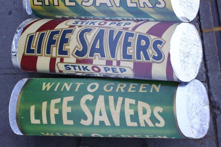 Fantastic Set of 5 Giant Figural Lifesaver Candies Signs 1930s at 1stDibs