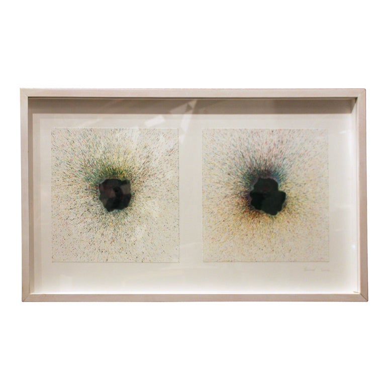 Interesting conceptual diptych painting on paper by Bill Schuck at 1stDibs