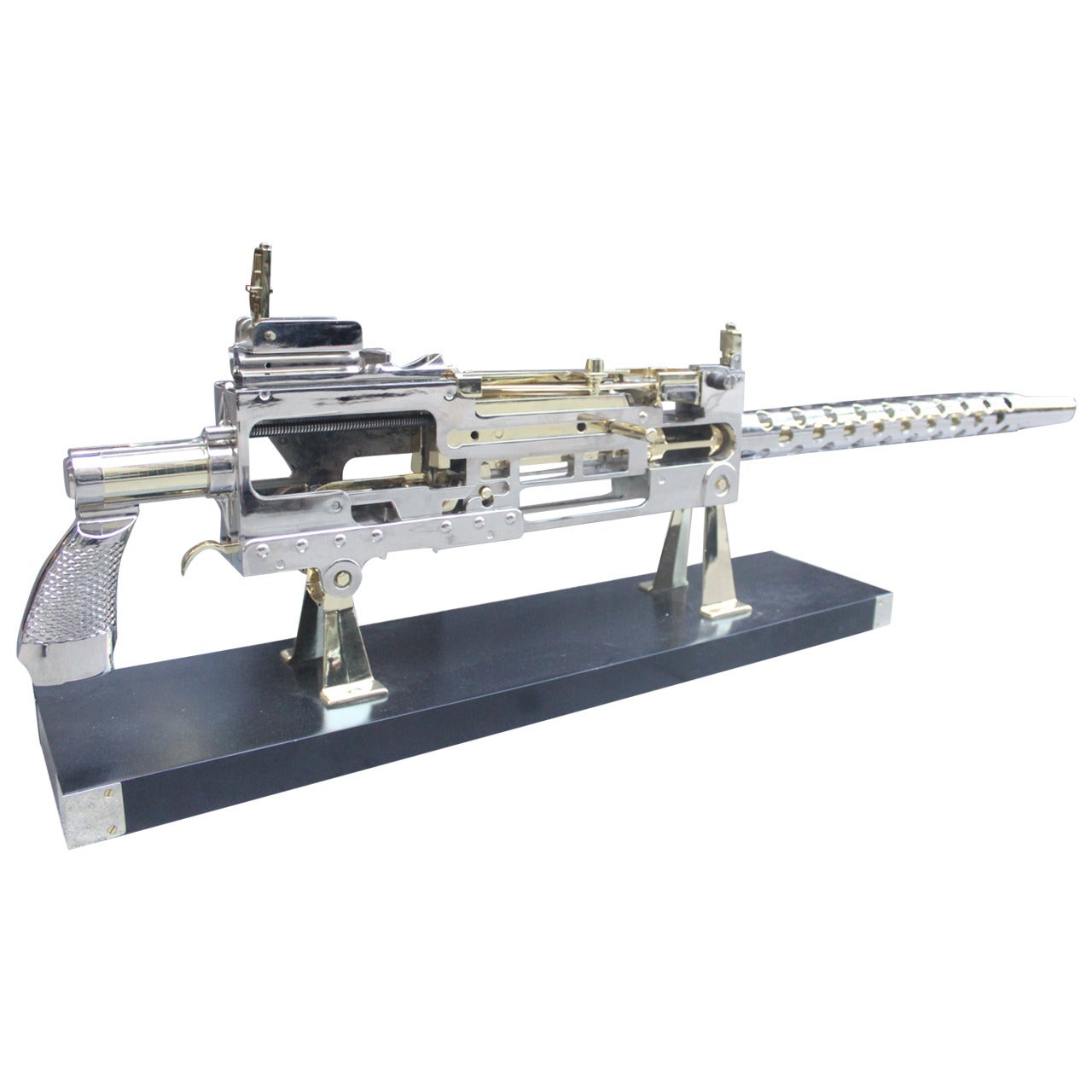 Nickel and Brass Plated Machine Gun Cutaway Model at 1stDibs
