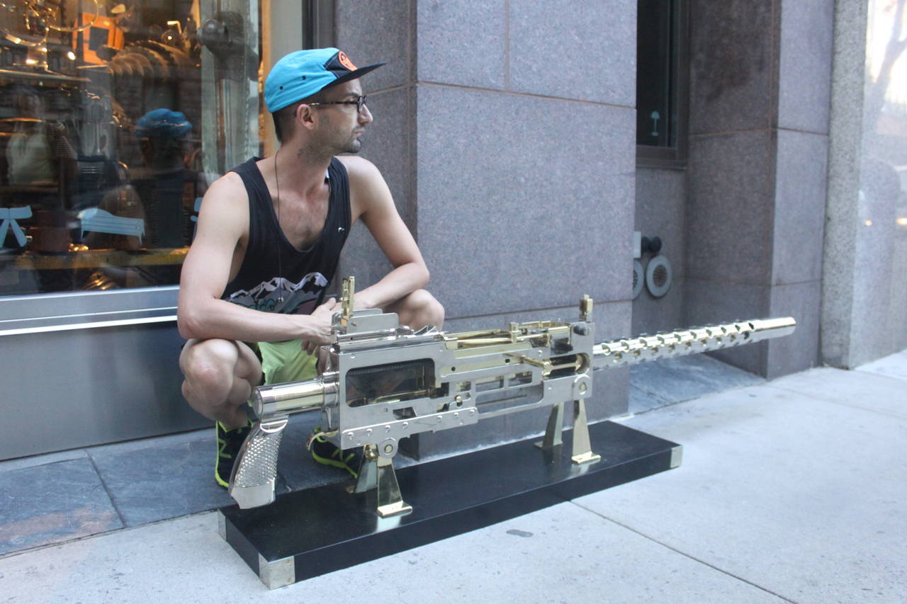 Nickel and Brass Plated Machine Gun Cutaway Model at 1stDibs