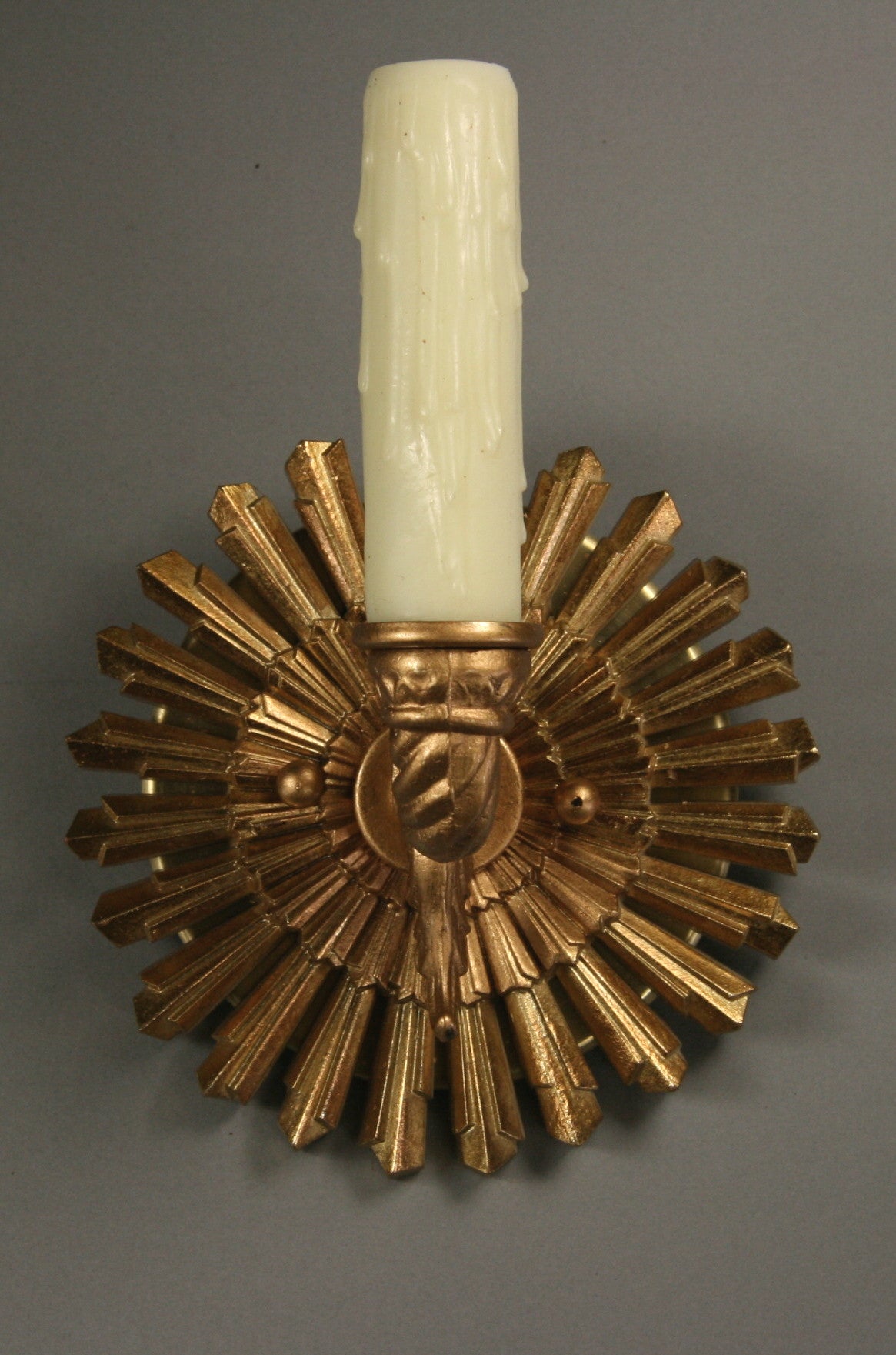 Pair Sunburst Single Light Sconce at 1stDibs