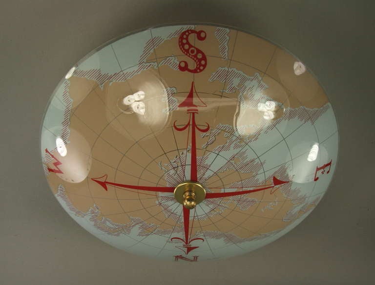 Map Glass Flush Mount (Others Available) at 1stDibs
