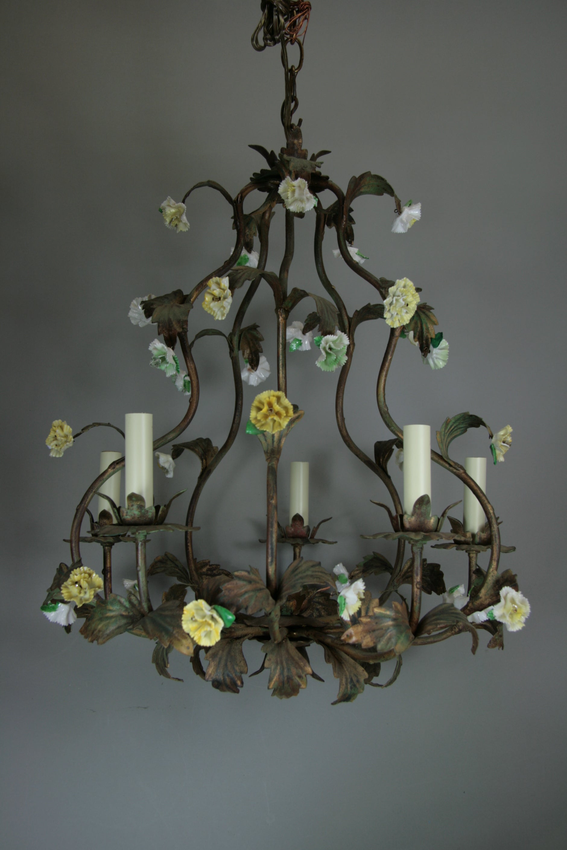 Foliate Italian Porcelain Chandelier at 1stDibs