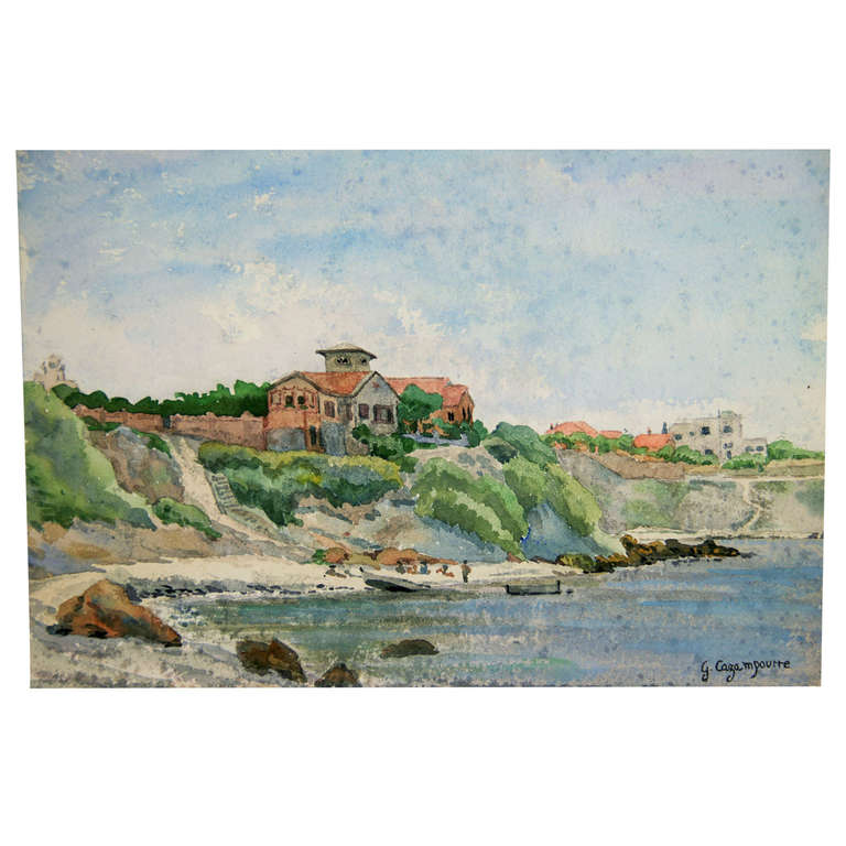 French Coast Watercolor at 1stDibs