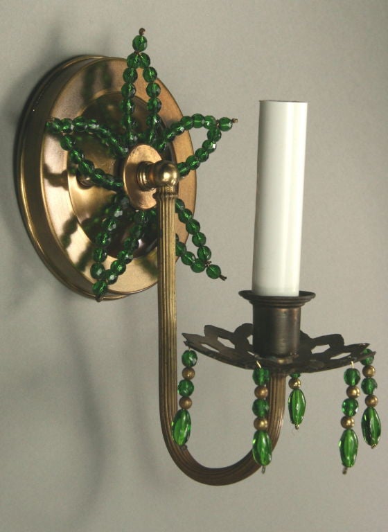 Pair Green Crystal Star Sconce Two Pair Available at 1stDibs