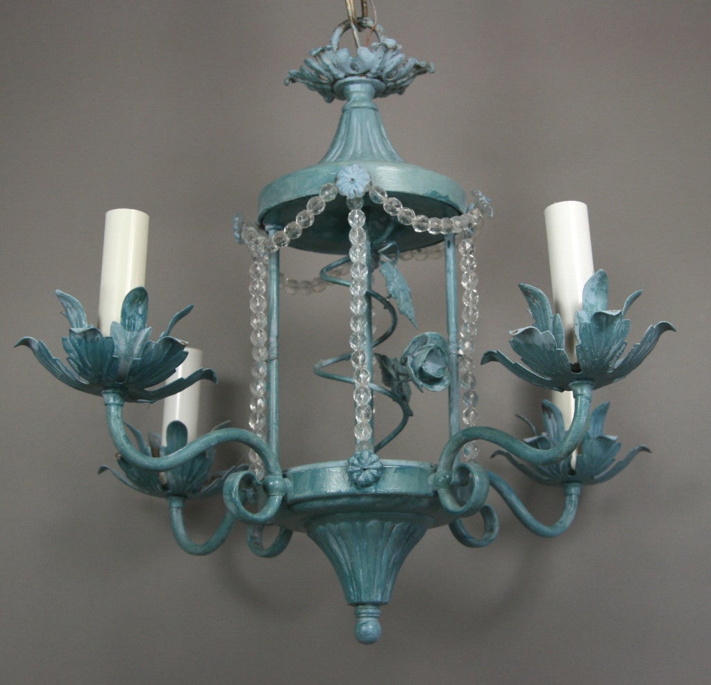 Blue Foliate Beaded Ceiling Fixture at 1stDibs