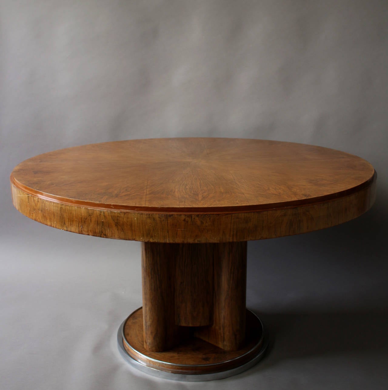 Fine French Art Deco Walnut Round Dining Table at 1stDibs | art deco ...