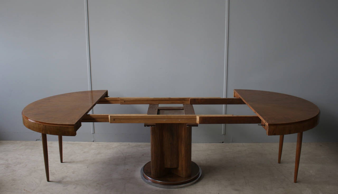 Fine French Art Deco Walnut Round Dining Table at 1stDibs | art deco ...