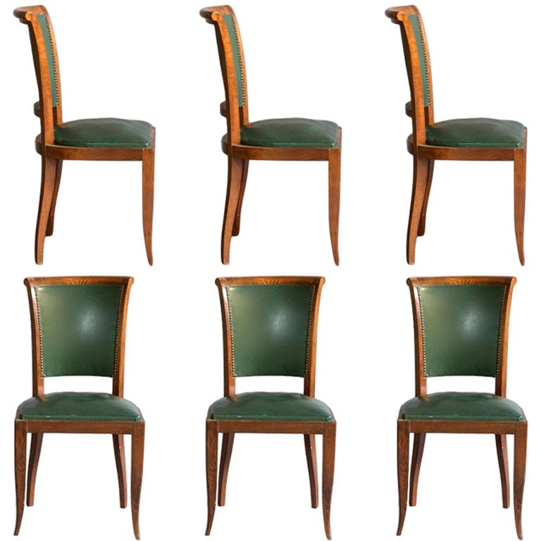 Set of 6 French Art Deco Chairs at 1stDibs