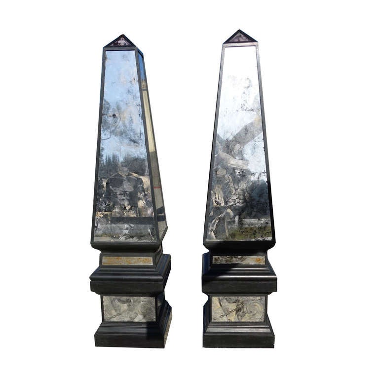Giant Pair of Mirrored Obelisks at 1stDibs
