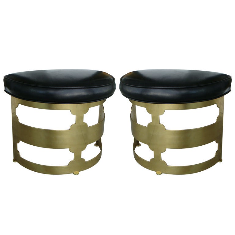 Pair Brass Ottomans at 1stDibs