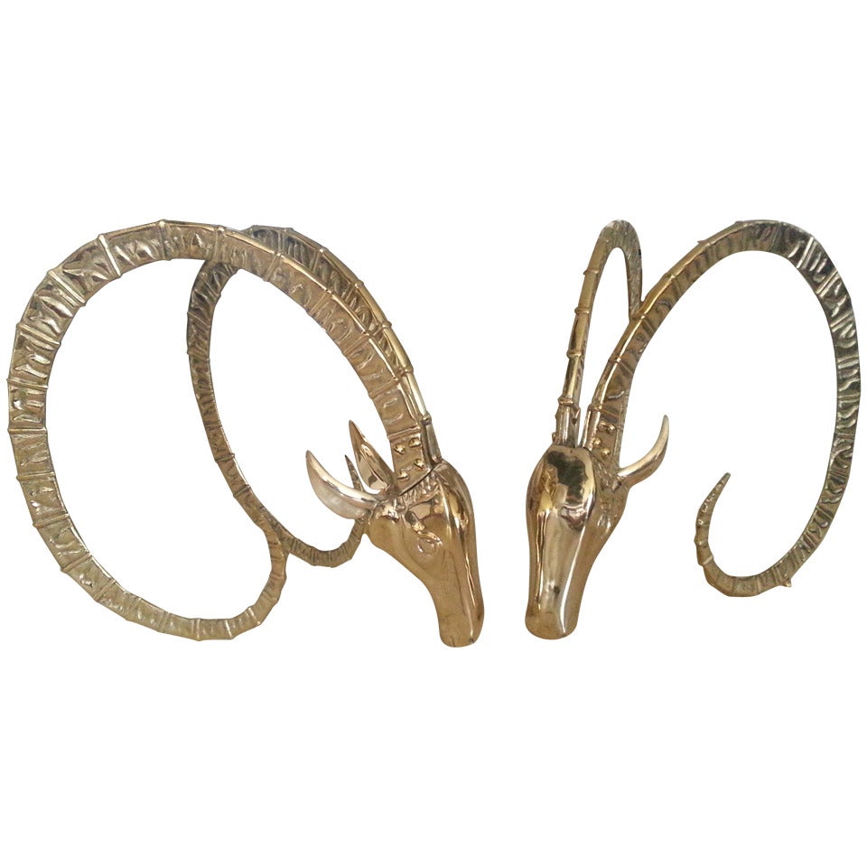 Pair Brass Ram Head Table Bases at 1stDibs