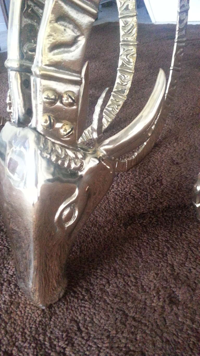 Pair Brass Ram Head Table Bases at 1stDibs