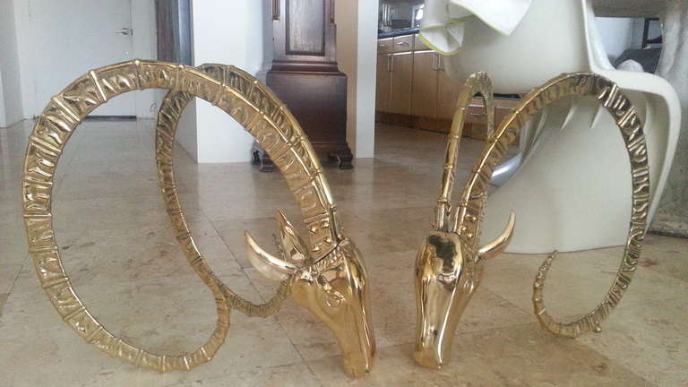 Pair Brass Ram Head Table Bases at 1stDibs