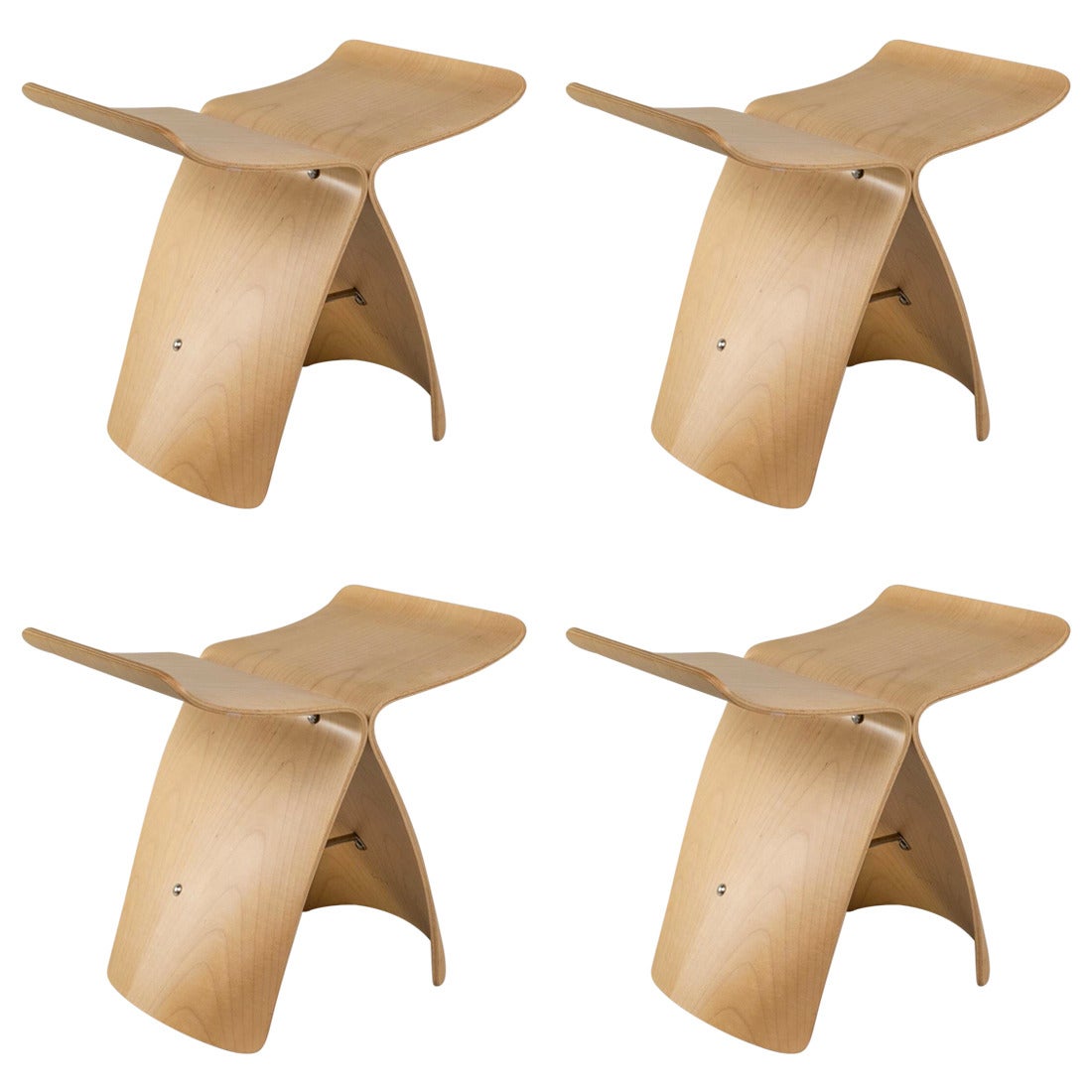 Set of four Sori Yanagi Butterfly Stools at 1stDibs