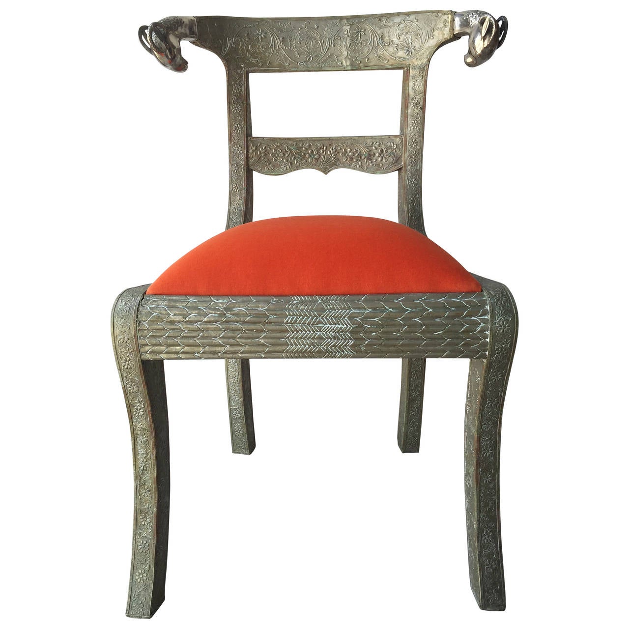 Pressed Tin Ram Head Chair at 1stDibs