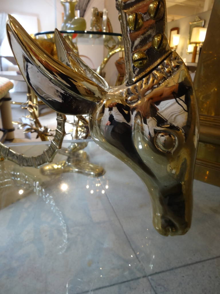 Pair Brass Ram Head Table Bases at 1stDibs