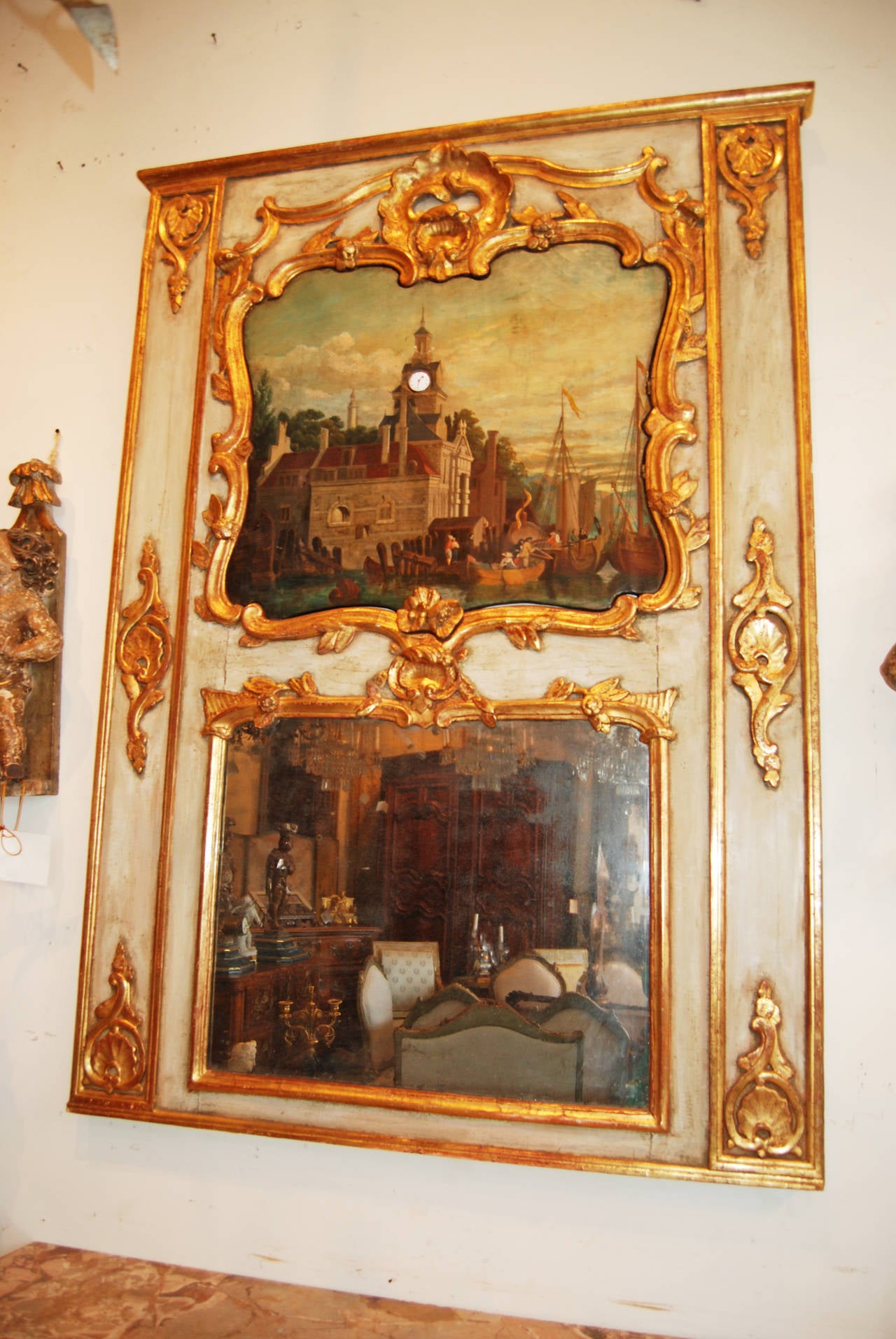 Exceptional Clock Tower Trumeau Mirror at 1stDibs
