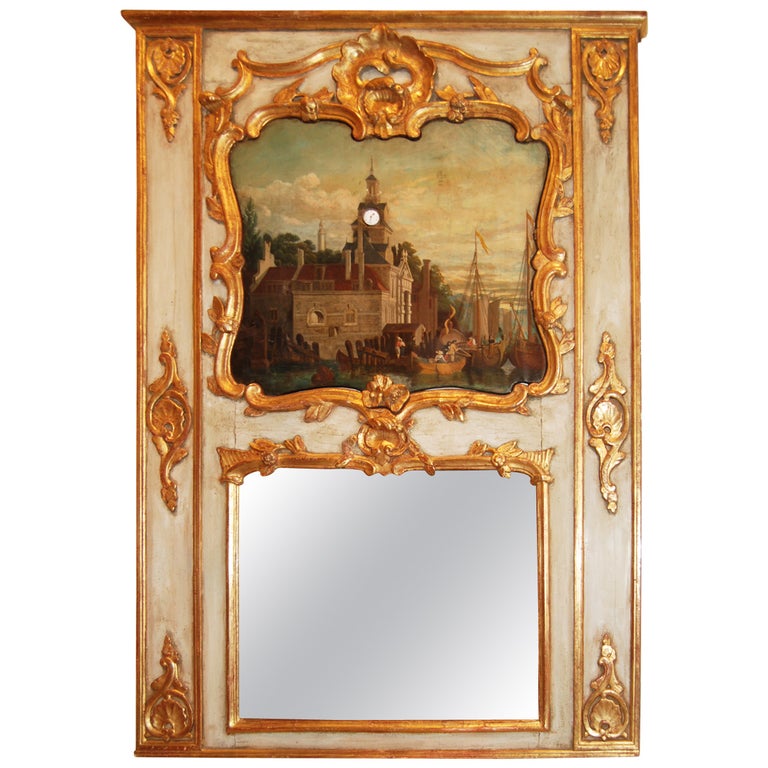 Exceptional Clock Tower Trumeau Mirror at 1stDibs