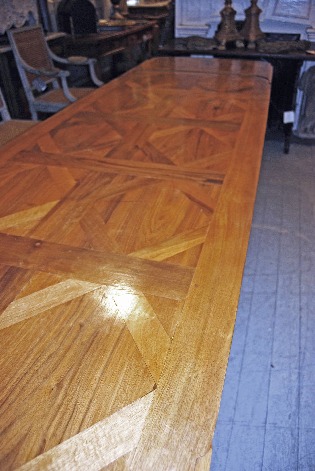 Walnut Parquet Extension Table at 1stdibs